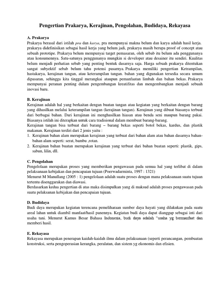 Pengertian Prakarya | PDF