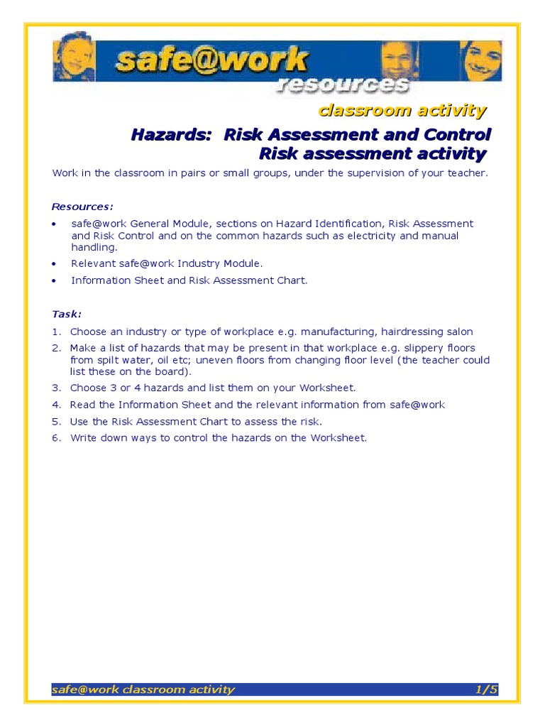 Classroom Hazard Risk Assessment Guide | PDF | Hazards | Risk