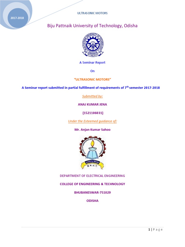 The Ultrasonic Motor Abstract | PDF | Piezoelectricity | Electric Motor
