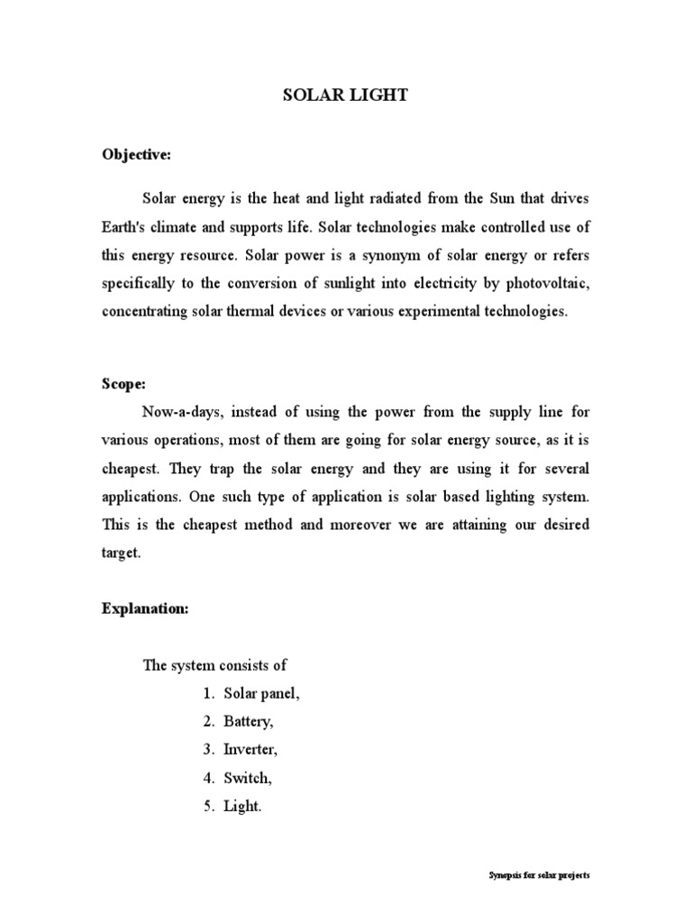 Solar Light | PDF | Solar Energy | Solar Panel