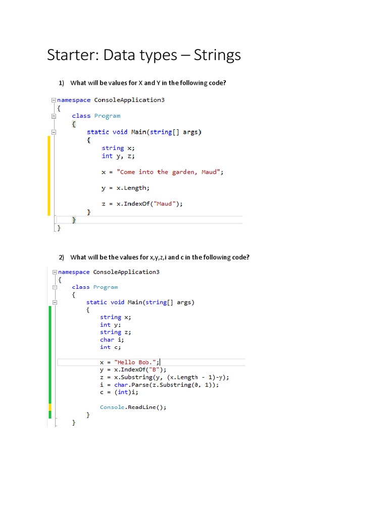 Lesson 003 Starter - Strings | PDF