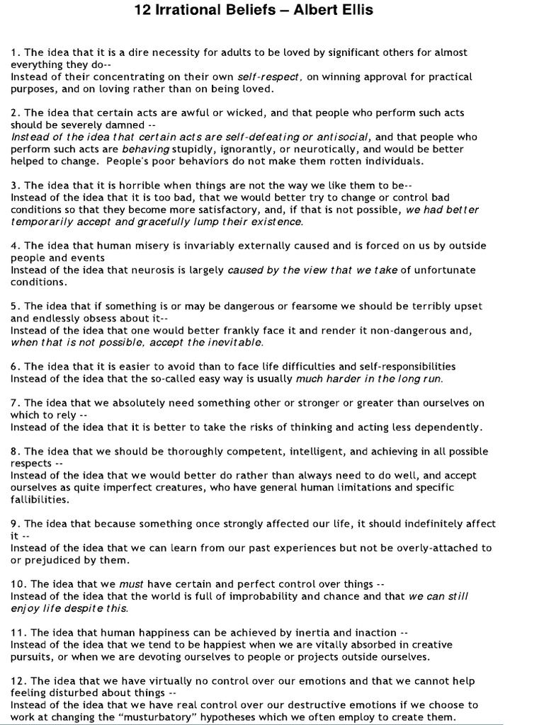 12 Irrational Beliefs