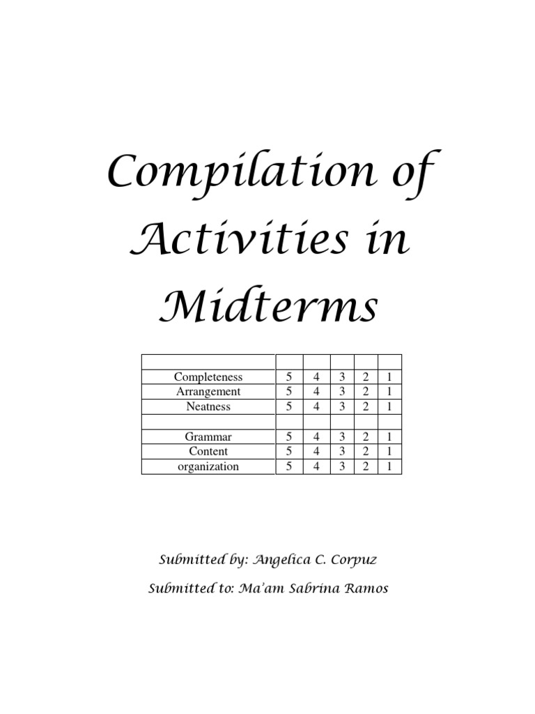 Compilation of Activities in Midterms | PDF