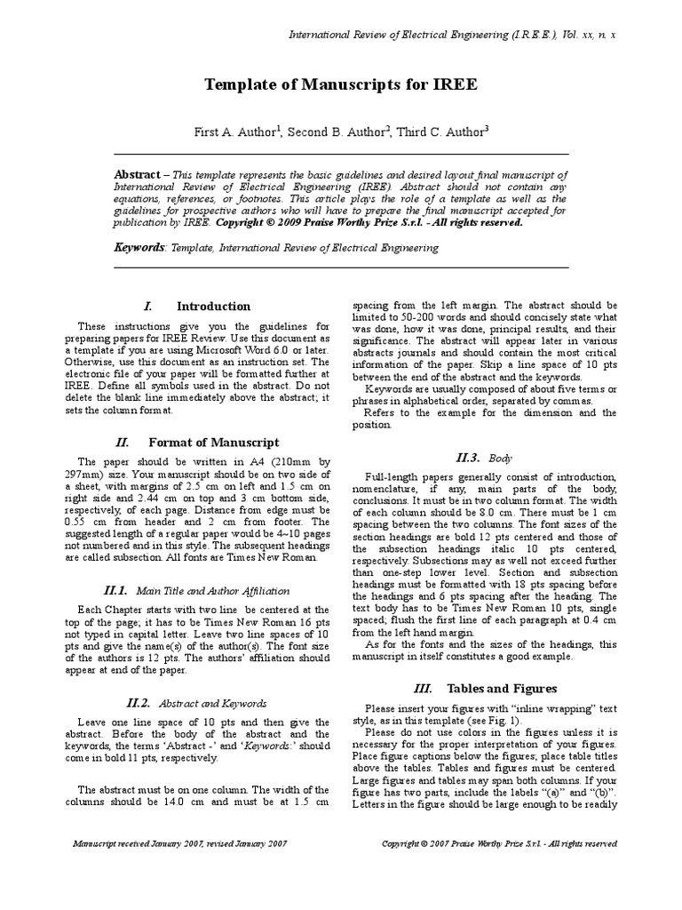 Template of IREE | PDF | Typefaces | Abstract (Summary)
