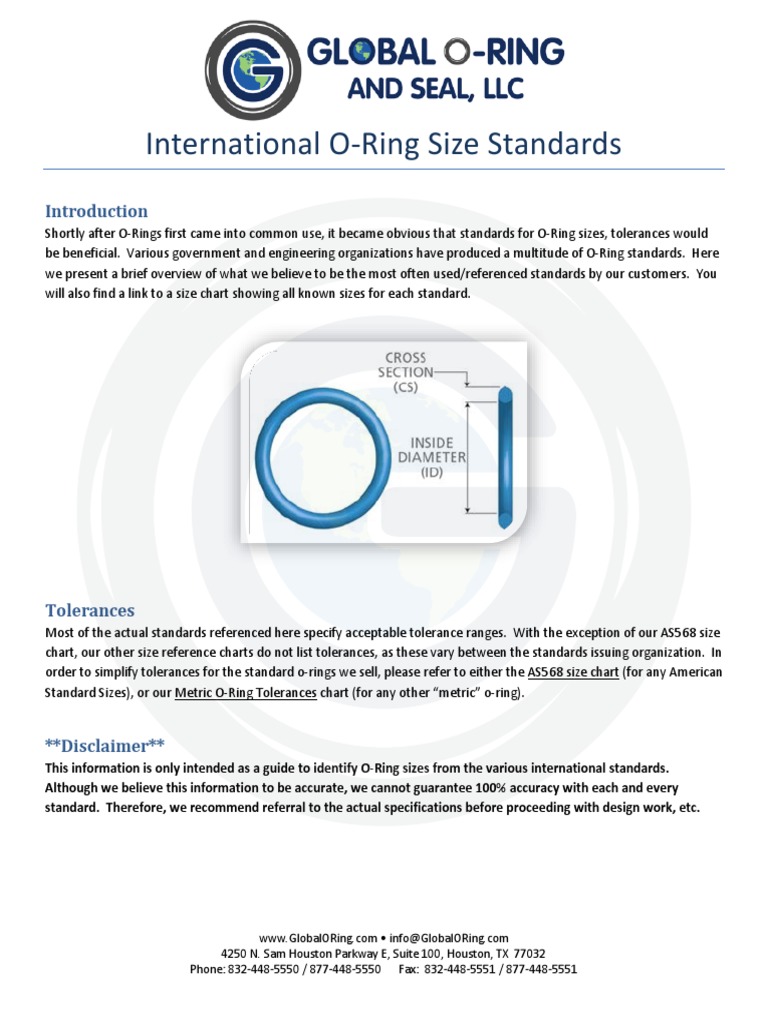International O-Ring Size Standards Guide | PDF | Metalworking | Evaluation