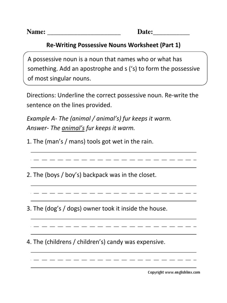 Possessive Nouns Re Writing P 1 Beginner | PDF | Foreign Language ...