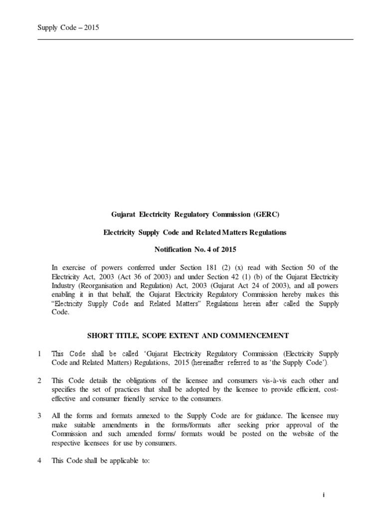 Gujarat - Supply Code 2015 | PDF | Electric Power Distribution ...