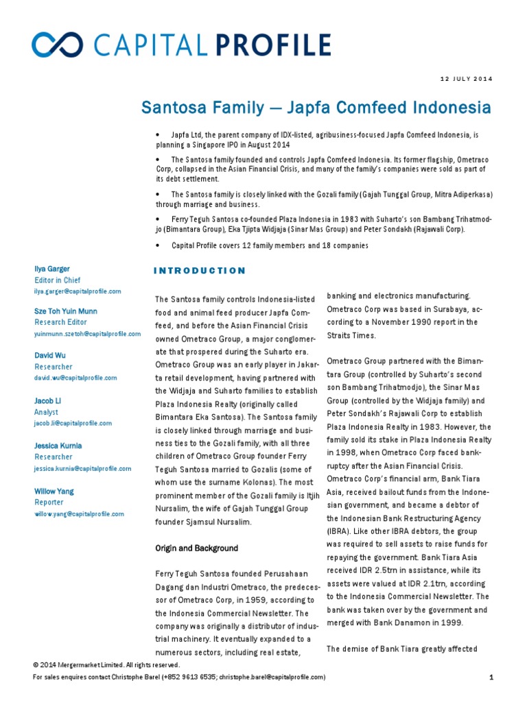 Capital Profile - Santosa-Harris Kristanto Gozali | PDF | Indonesia | China