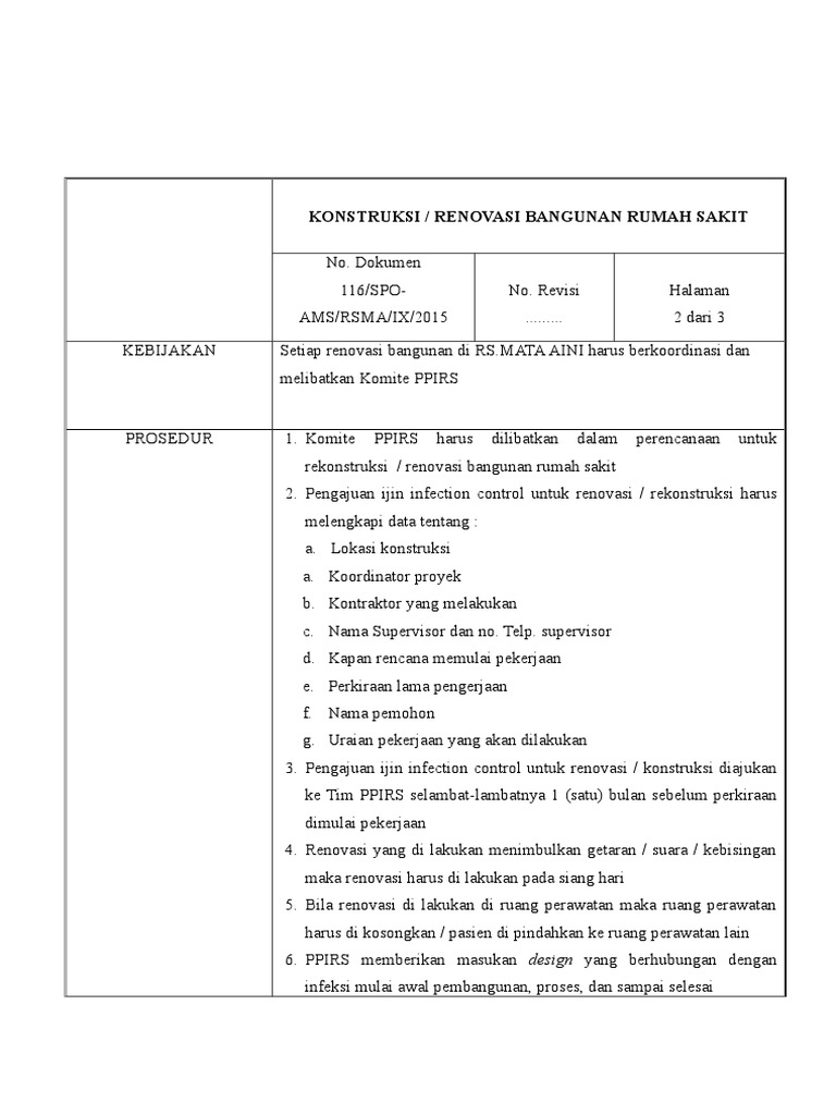 Sop Revisi Renovasi Bangunan | PDF