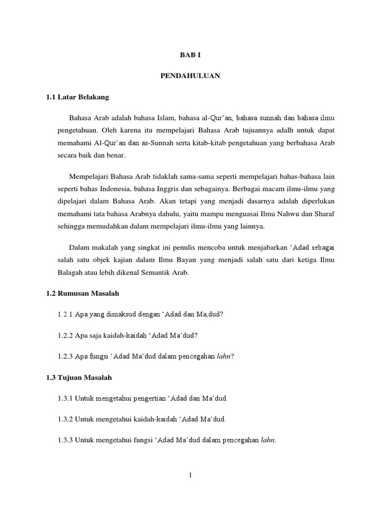 Makalah Bahasa Arab Mengenai 'Adad Ma'Dud | PDF