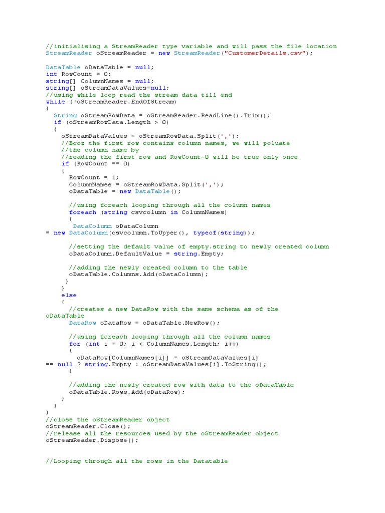 Datatable C Pdf String Computer Science C Sharp Programming Language