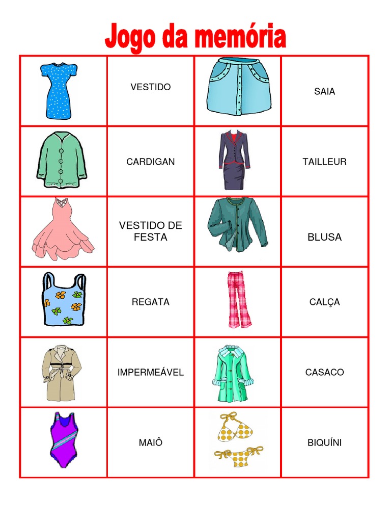 Roupa 1 (Jogo de Memoria) | PDF | Roupas | Produtos têxteis (varejo)