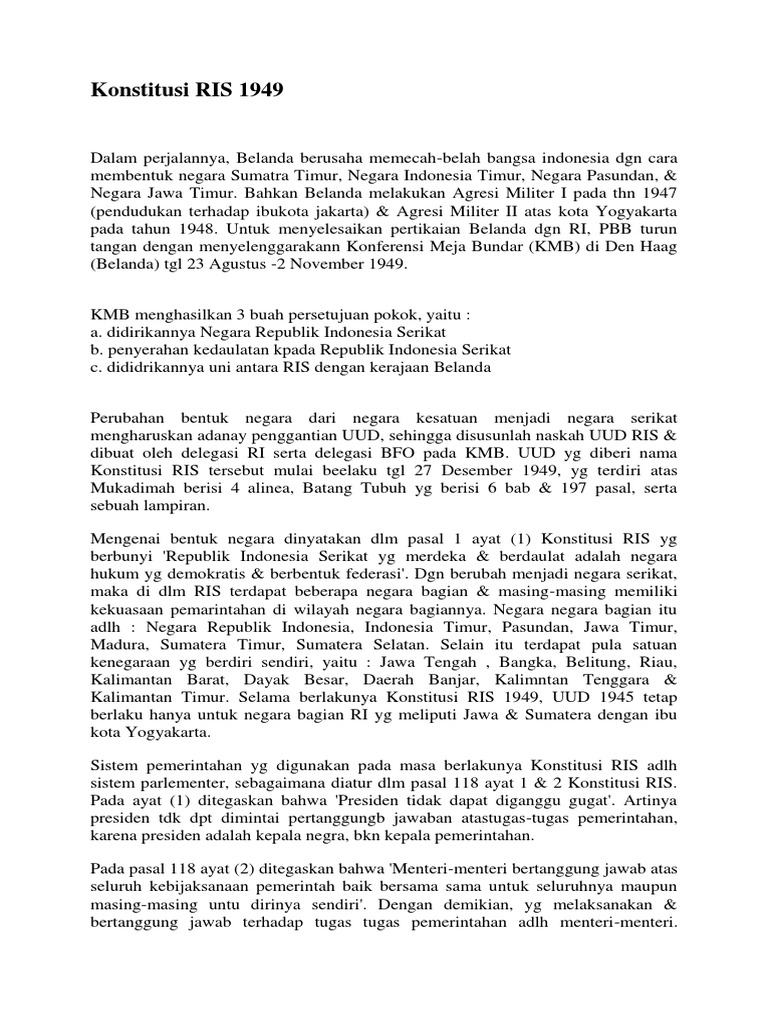Konstitusi RIS 1949 | PDF | Business
