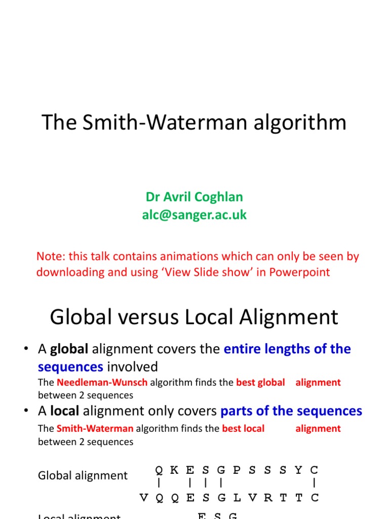 Smithwaterman 130216133804 Phpapp02 | PDF | Sequence Alignment | Algorithms And Data Structures