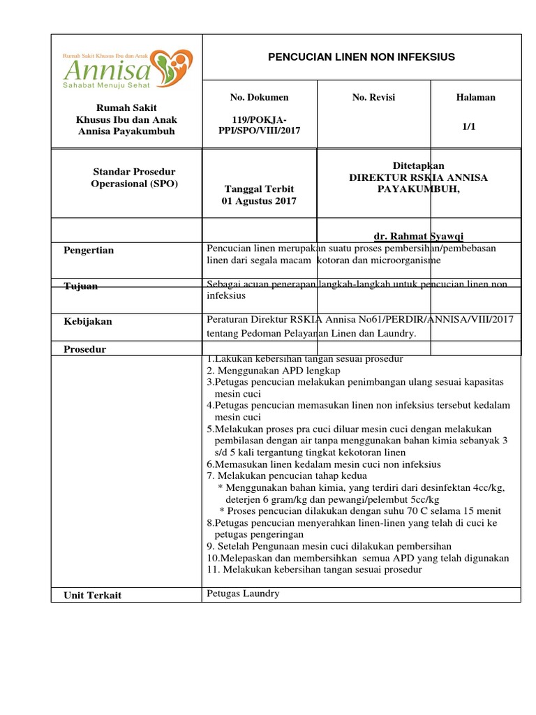 Pencucian Linen Non Infeksius | PDF