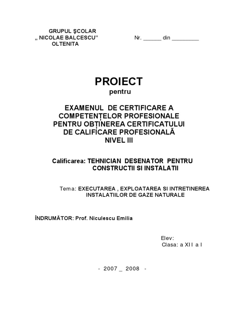Execut - Exploatarea Intretinereainstalatiilordegazenaturale | PDF