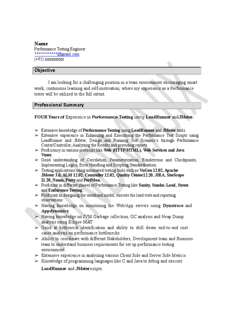 Jmeter Sample Resume Sample 2 Web Service World Wide Web