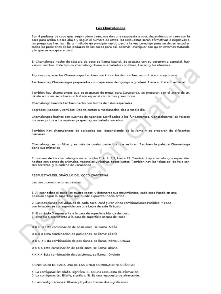 Chamalongos: Oráculo del Coco en Santería | PDF | Deidades | Padrino