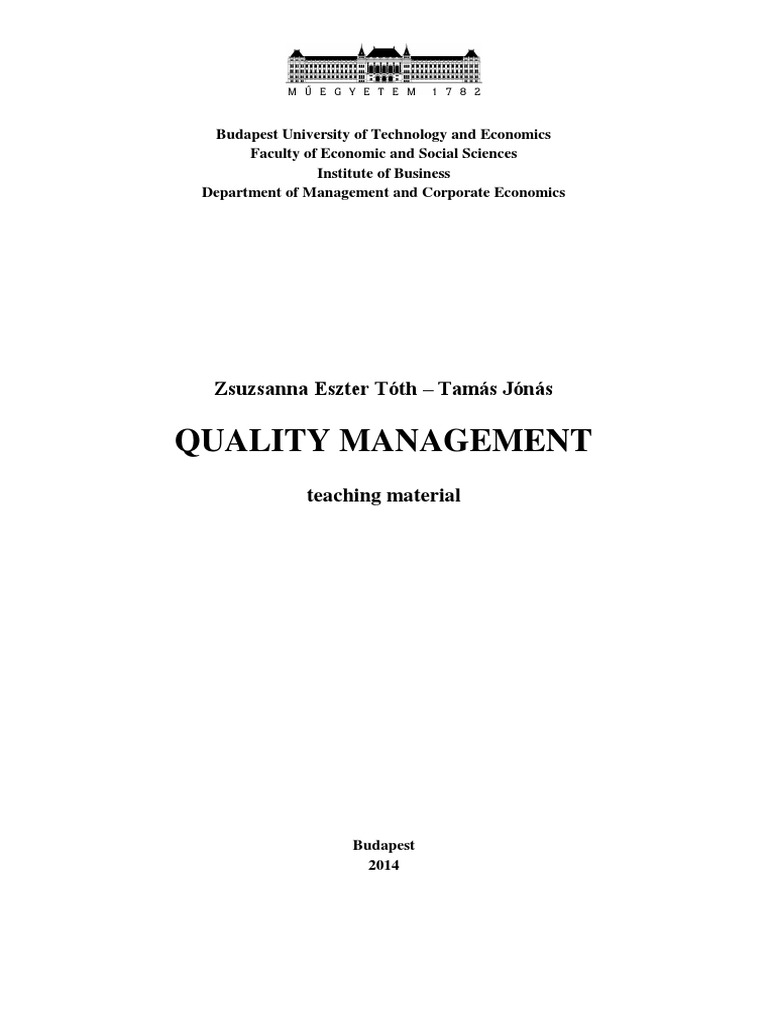 Quality Management Teaching Material - Final PDF | PDF | Quality ...