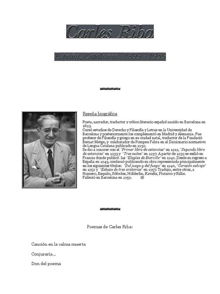 Carles Riba | PDF | Poesía
