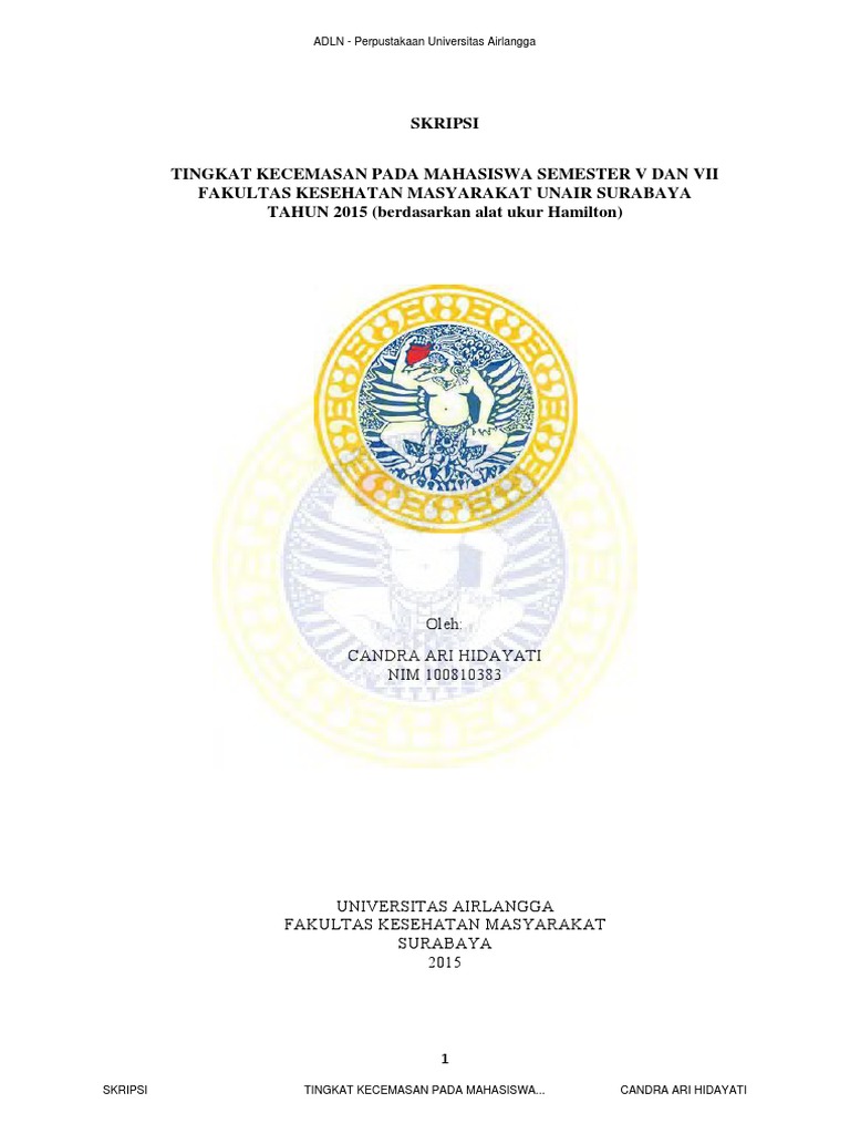 Tingkat Kecemasan Mahasiswa FKM Unair | PDF