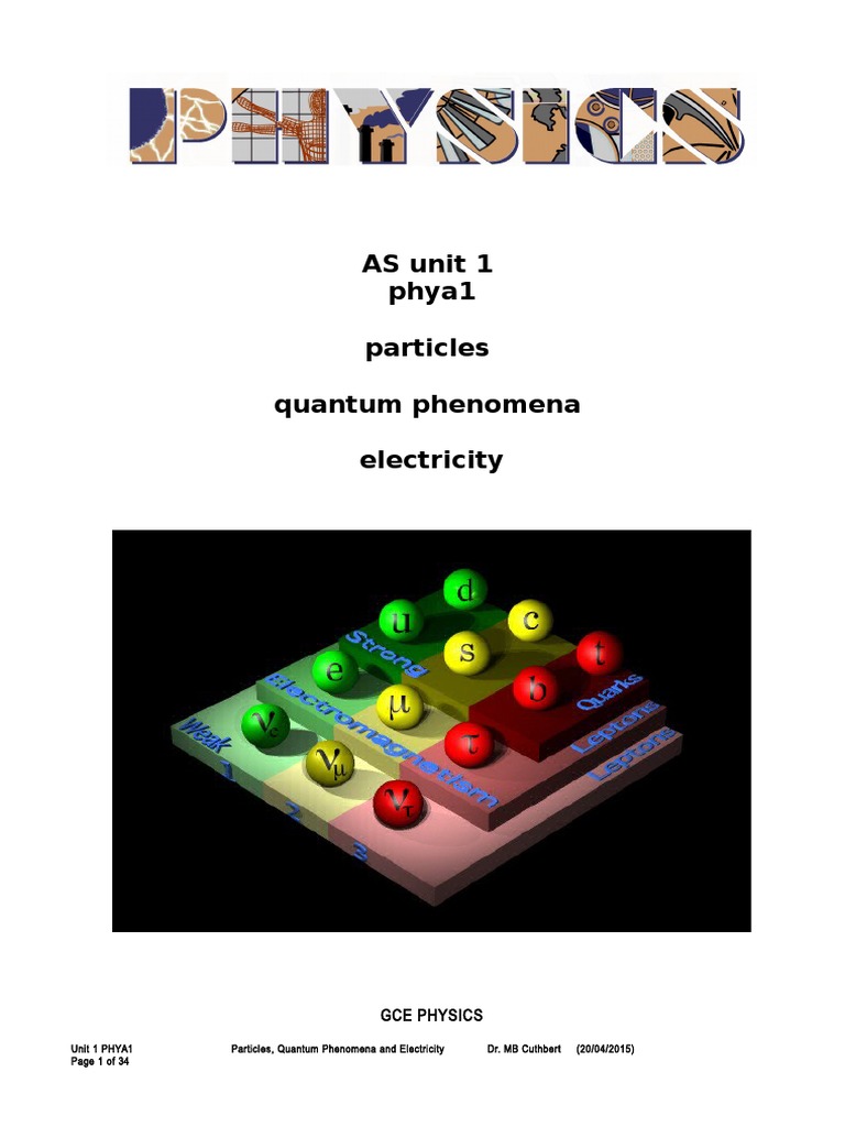 ALEVEL PHYSICS AQA Unit 1 Particles Quantum Electricity NOTES ...