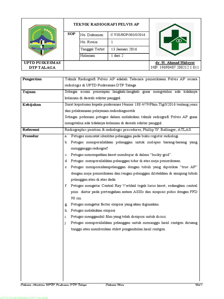 Prosedur Radiografi Pelvis AP | PDF