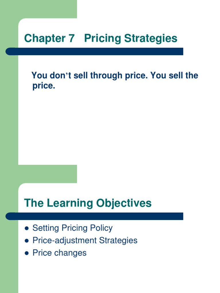 Chapter 7 Pricing Strategies | PDF | Discounts And Allowances | Prices