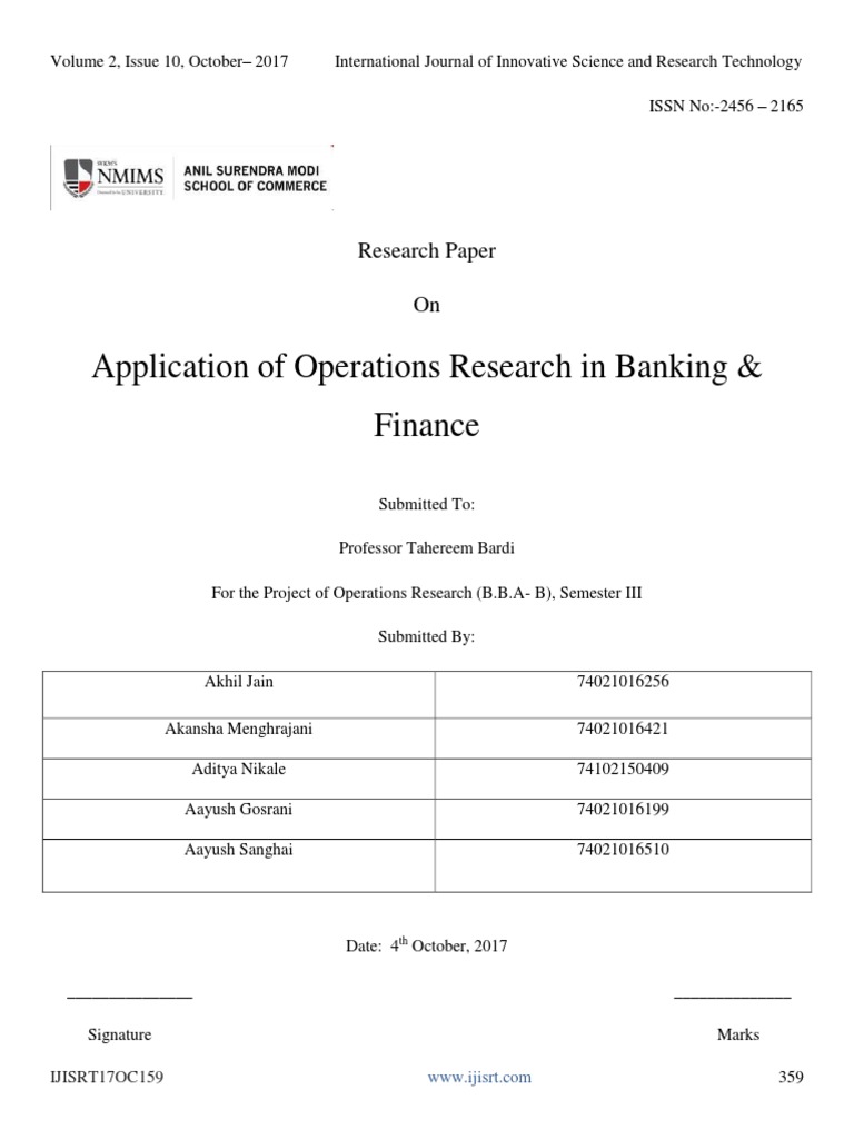 Operations Research in Banking & Finance | PDF | Mathematical ...
