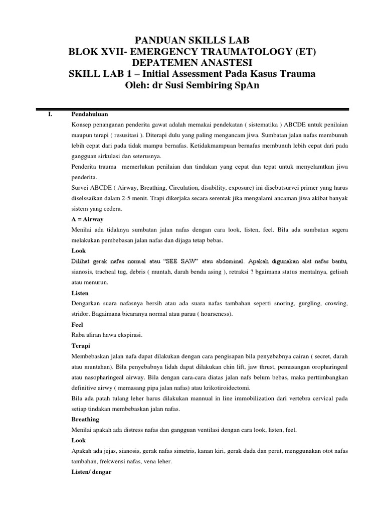 Skills Lab 1-Initial Asessment | PDF