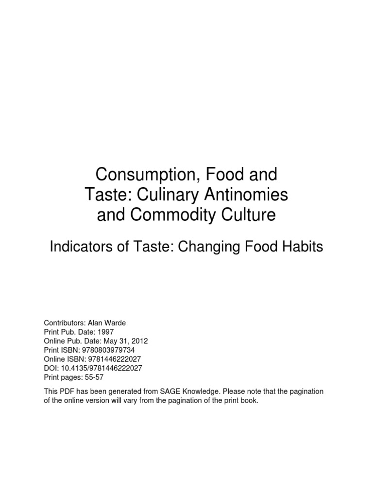 Indicators of Taste - Changing Food Habits | PDF | Foods | Mass Media