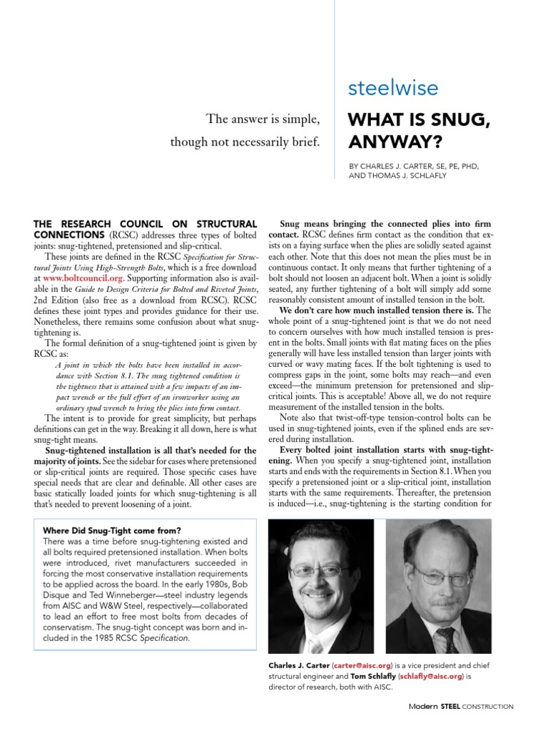 Understanding Snug-Tight Bolted Joints | PDF | Screw | Fatigue (Material)