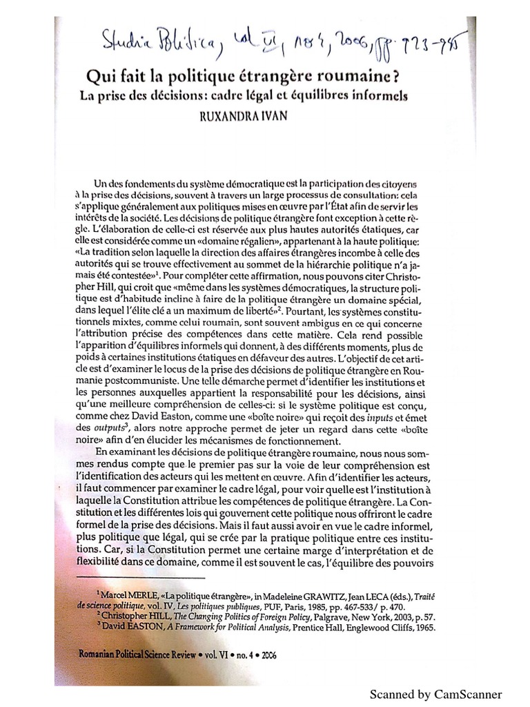 Ruxandra IVAN, Qui Fait La Politique Etrangere Roumaine | PDF