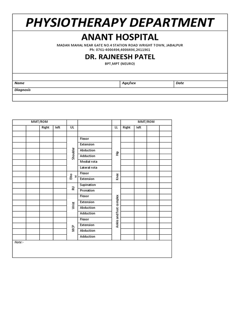 Physiotherapy Department: Anant Hospital | PDF | Anatomical Terms Of ...