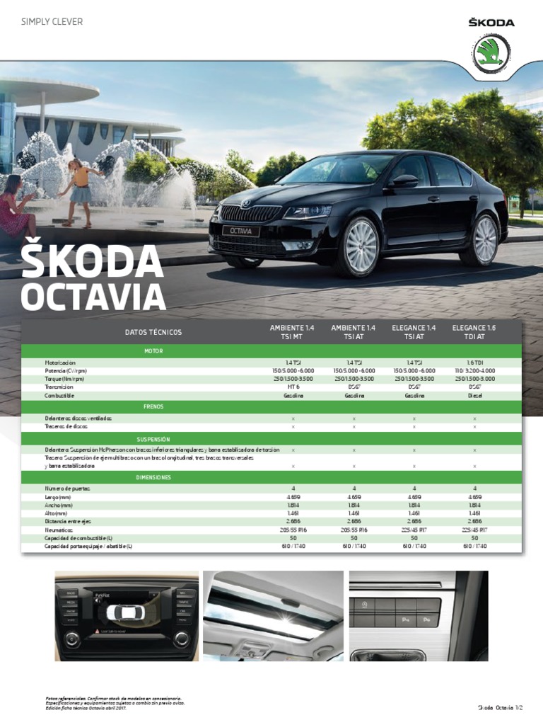 Ficha Tecnica Skoda Octavia 2017 | PDF | Vehículos con tracción delantera | Vehículo de motor