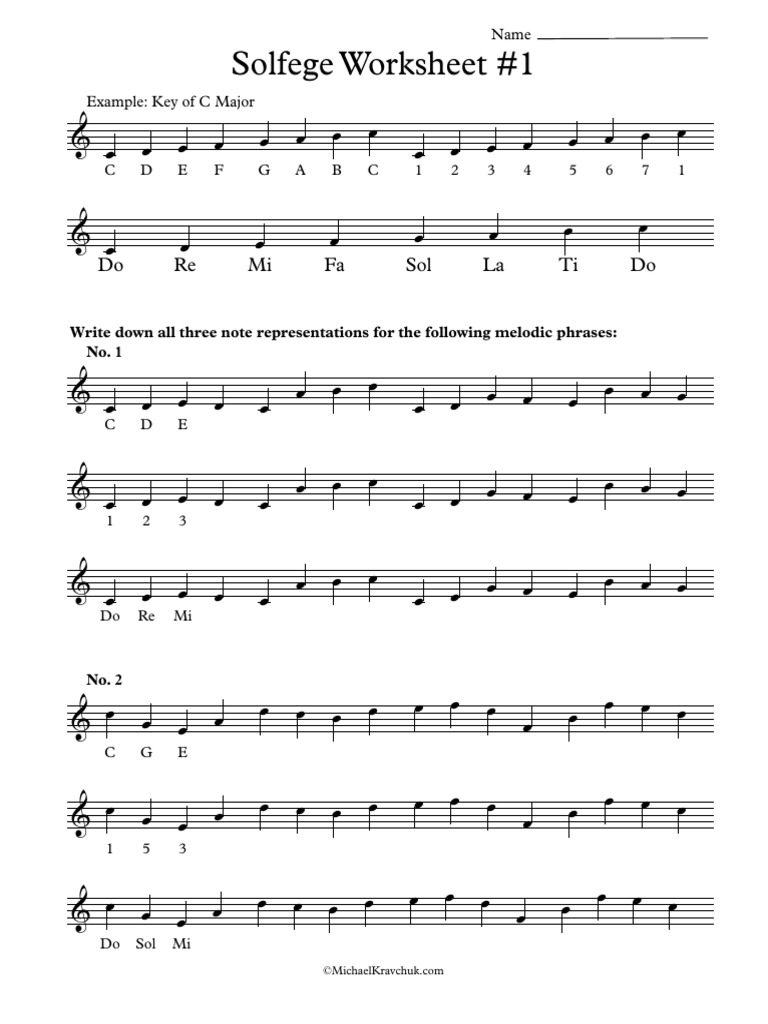 Solfege Worksheet 1 Full Score | PDF | Infographiques | Symboles