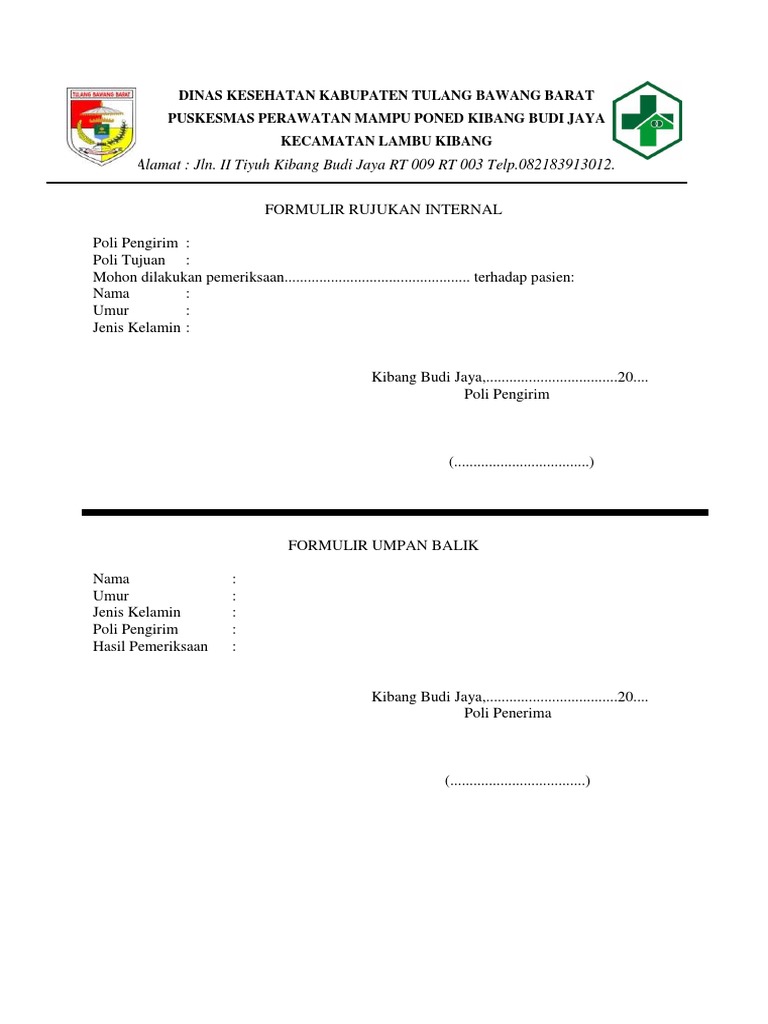 Formulir Rujukan Internal | PDF