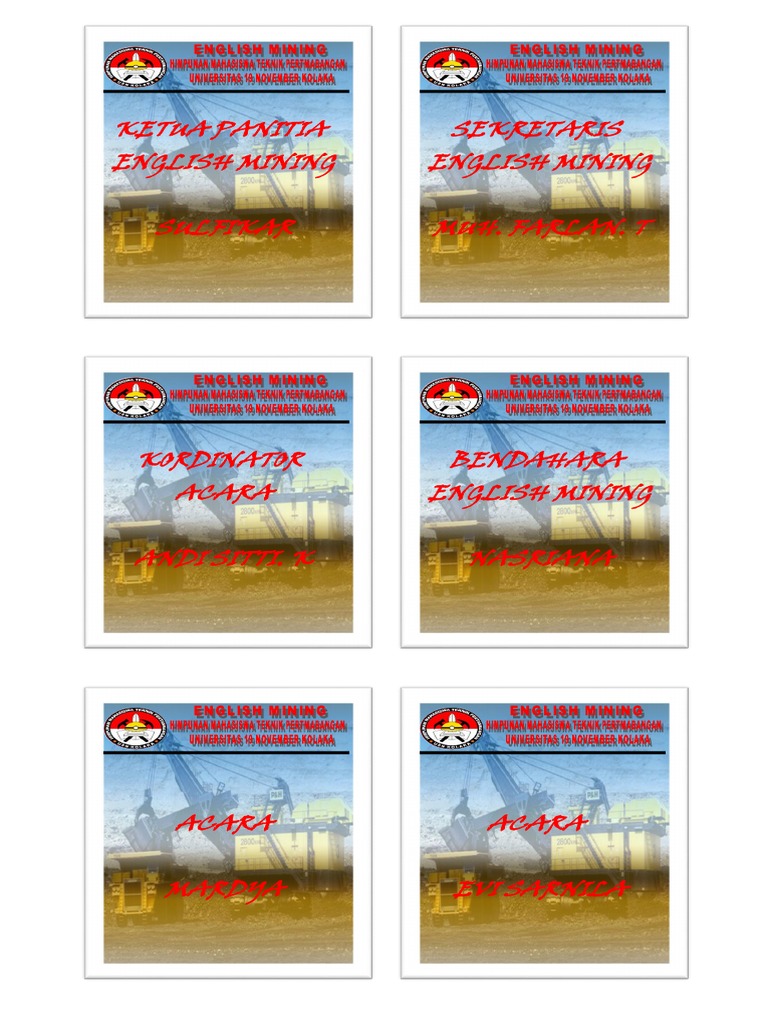 Ketua Panitia English Mining Sulfikar Sekretaris English Mining Muh ...