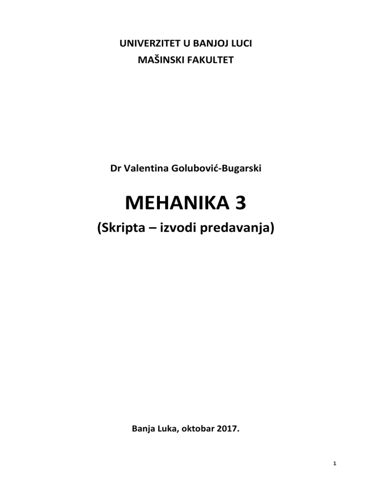 Skripta Mehanika 3 (2016) | PDF