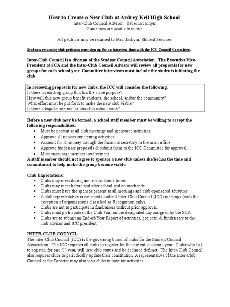 Creating A New Club Instructions | PDF | Supermajority | Constitution