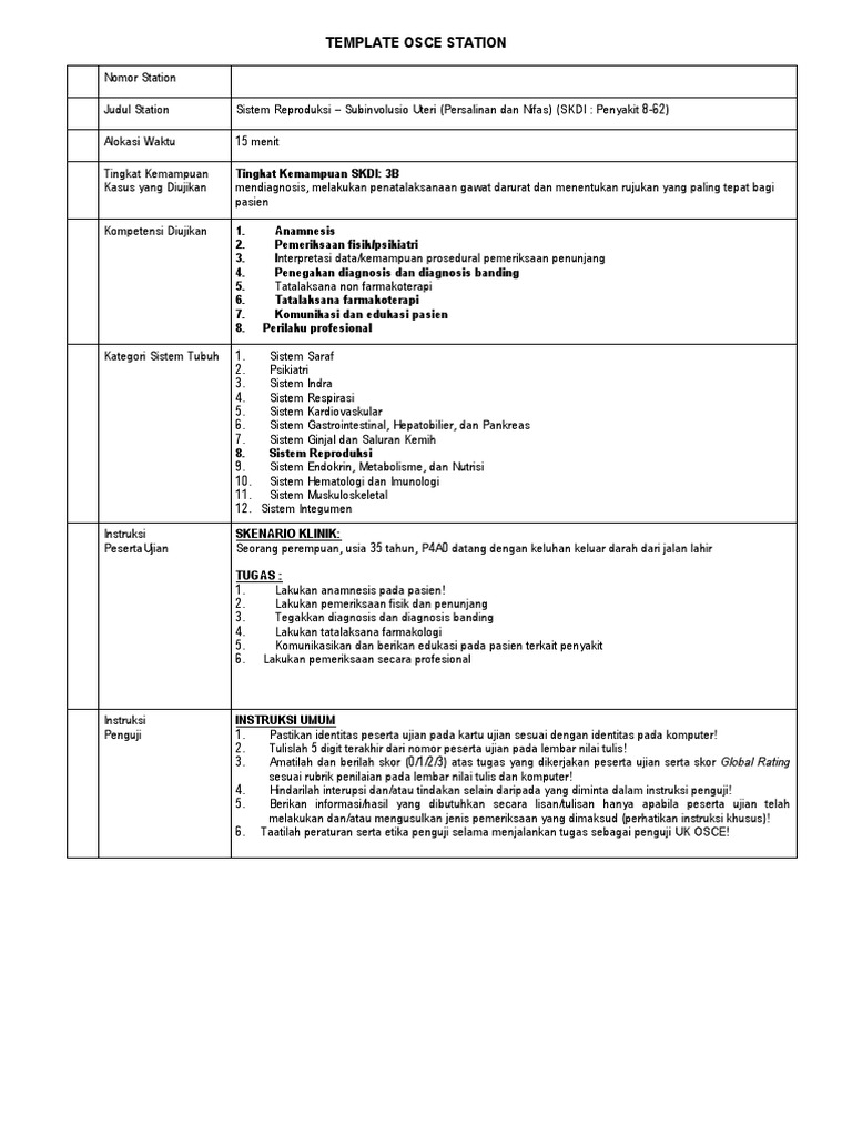 OSCE Kompre Sub Involusio Uteri | PDF