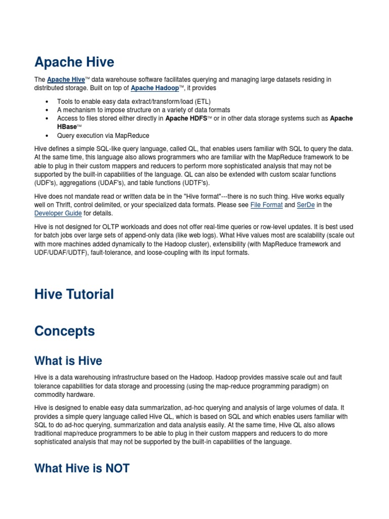Apache Hive Tutorial | PDF | Data Type | String (Computer Science)