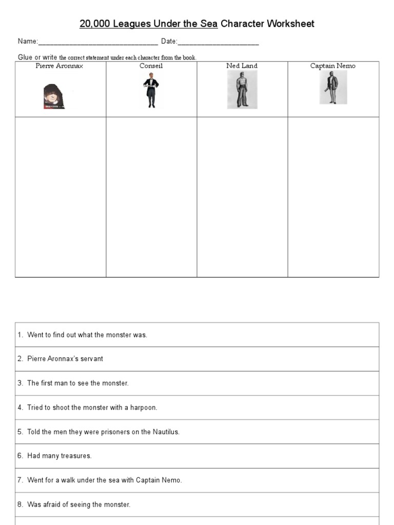 Leagues Under The Sea Worksheets | PDF | Twenty Thousand Leagues Under ...