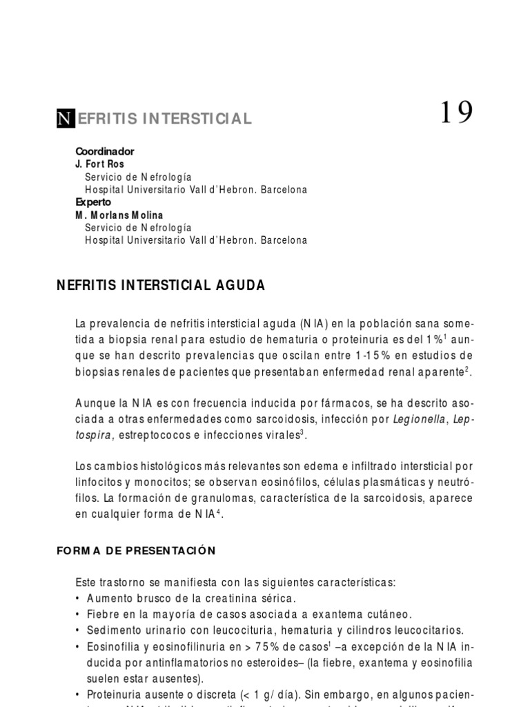 Nefritis Intersticial | Descargar gratis PDF | Nefrología | Especialidades Medicas