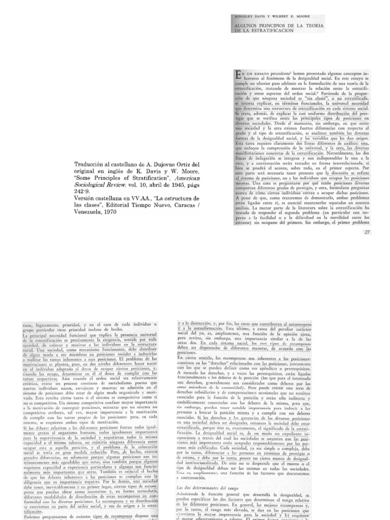 Davis y Moore-Estratificación | PDF