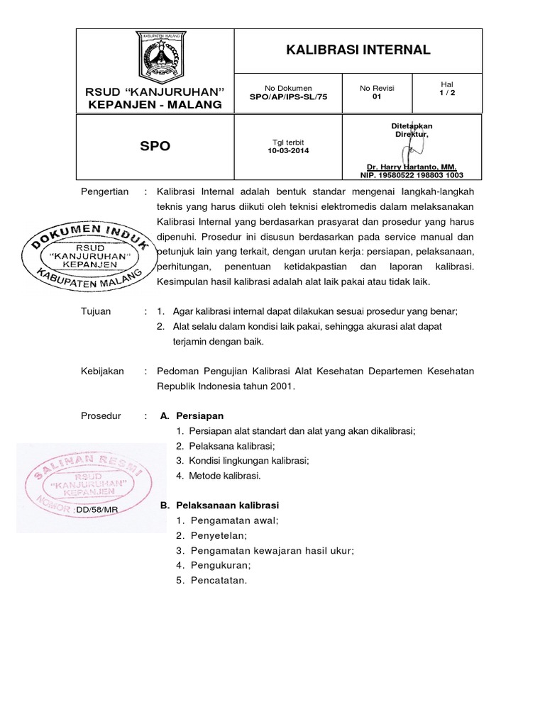 SPO Kalibrasi Internal | PDF