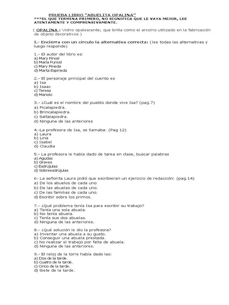PRUEBA LIBRO Abuelita Opalina | PDF | Ocio