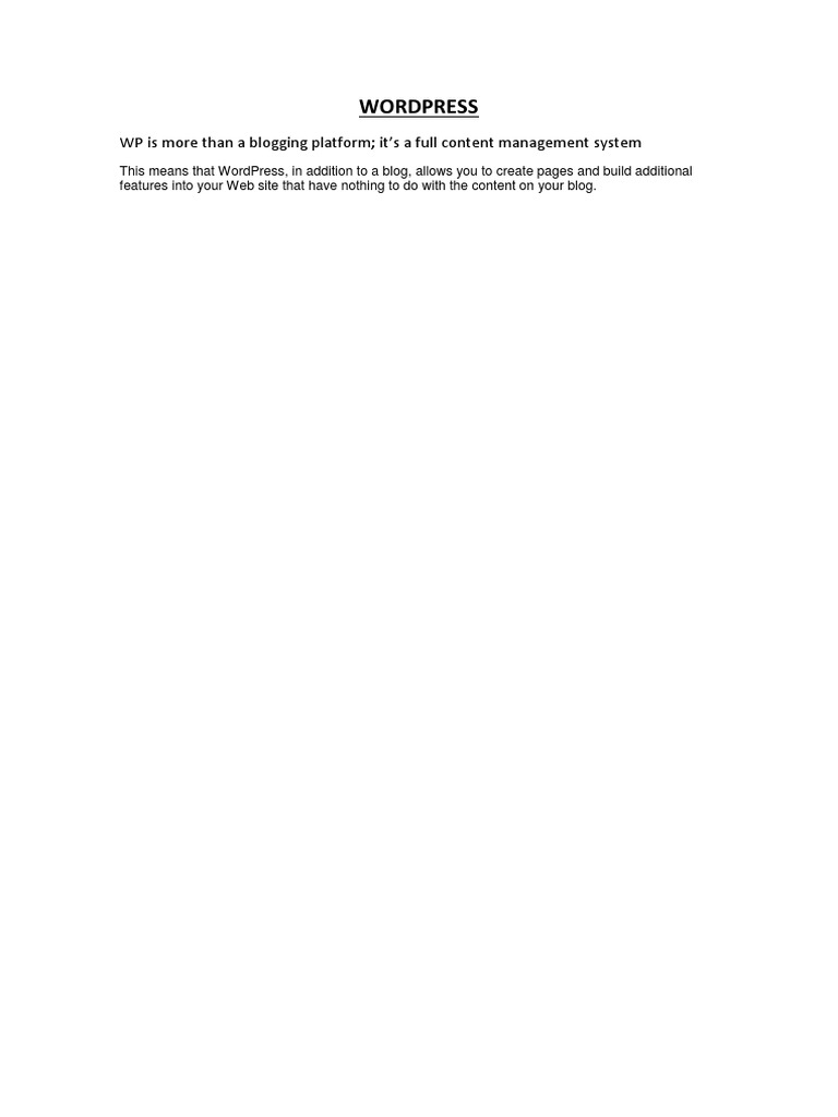 WordPress: Beyond Blogging Basics | PDF