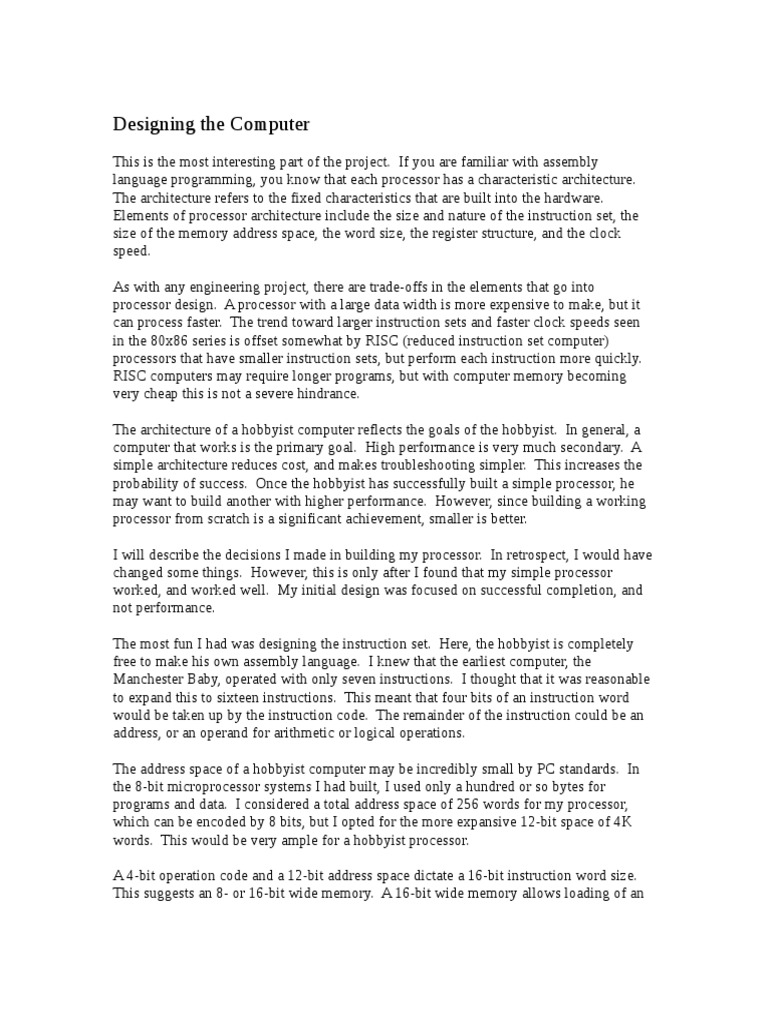 Designing The Computer - Cpu - Design | PDF | Central Processing Unit ...