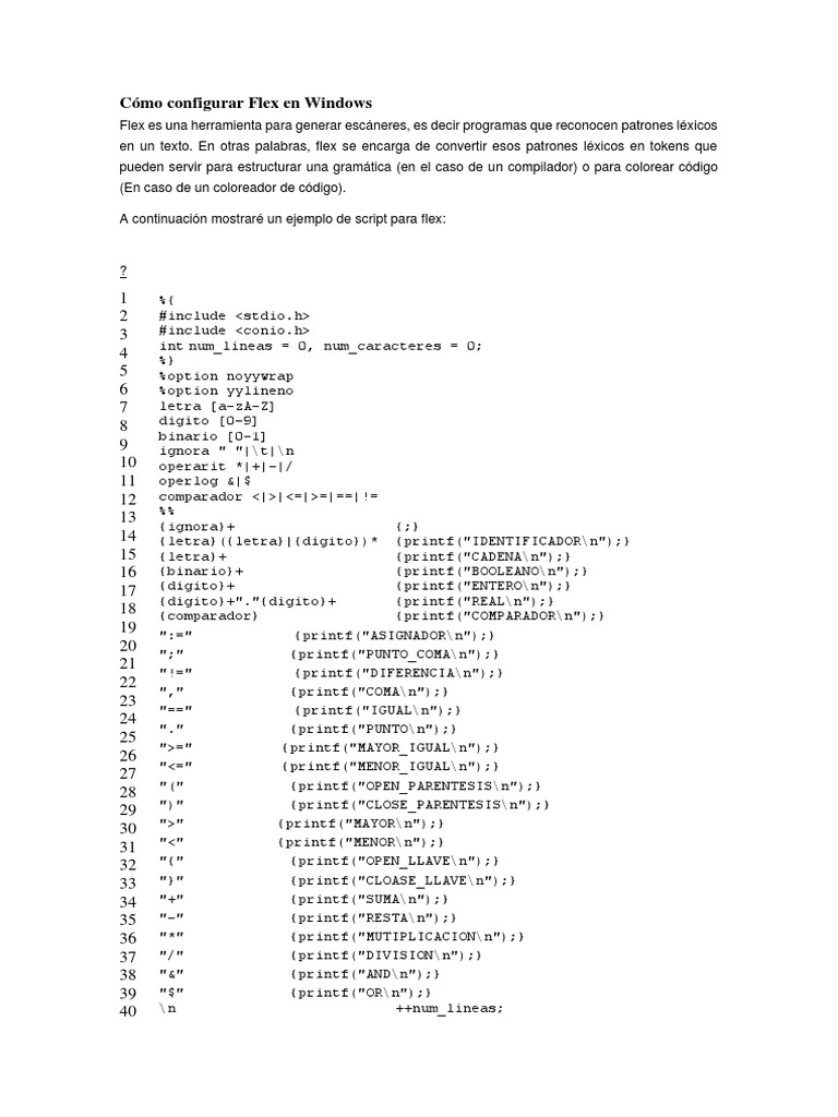 Cómo Configurar Flex en Windows | PDF | Compilador | Programación de ...